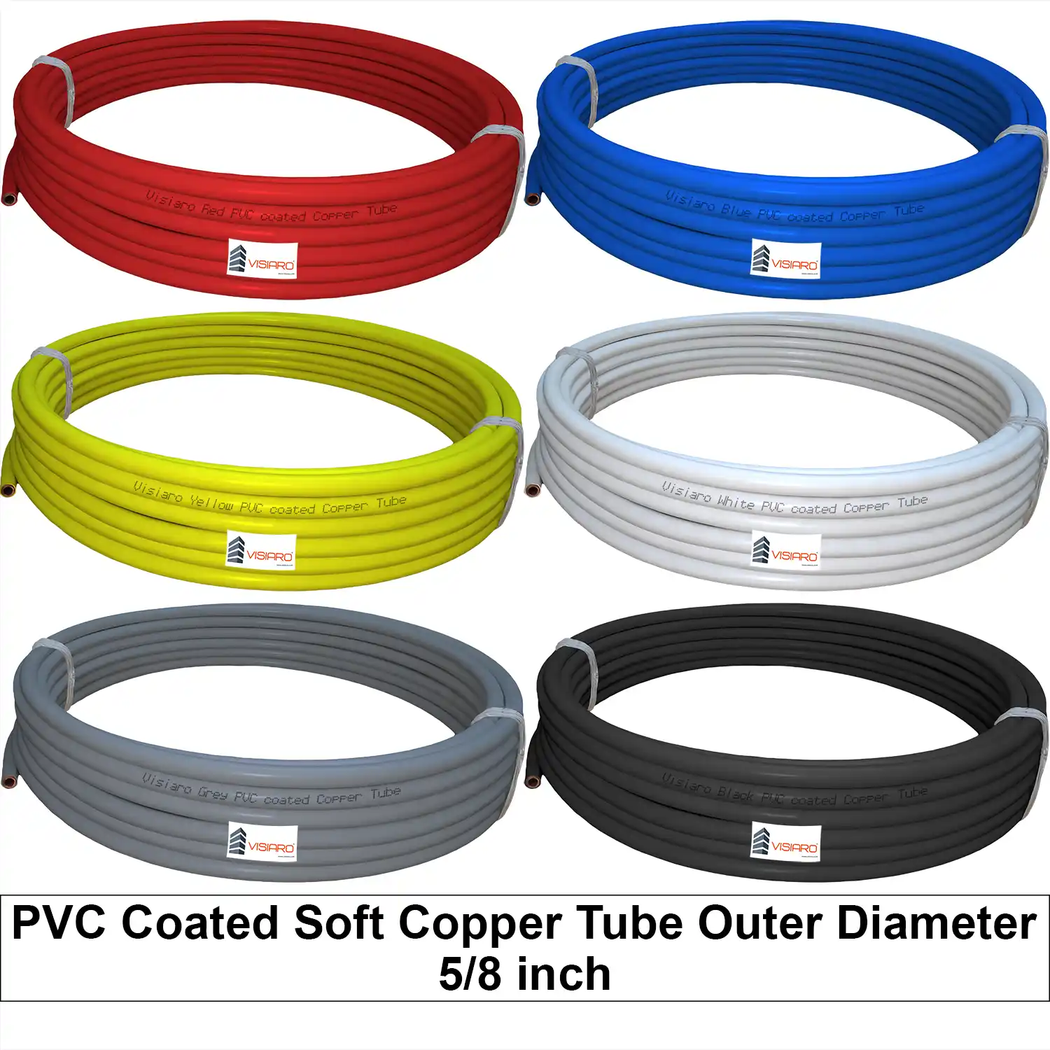 Visiaro PVC Coated Soft Copper Tubes with O.D 5/8 inch. PVC Coated Soft ...